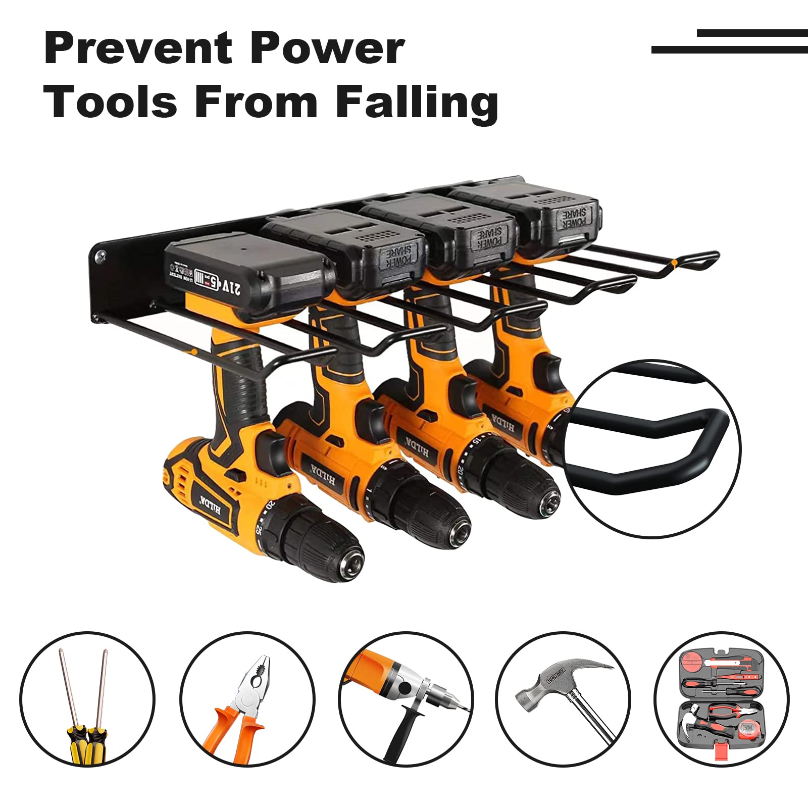 alitade Power Tool Organizer,2PCS Drill Holer Wall Mount Garage Power Tool Storage Rack for Handheld & Power Tools,Metal Drill Holder for Garage Warehouse Shed Shop