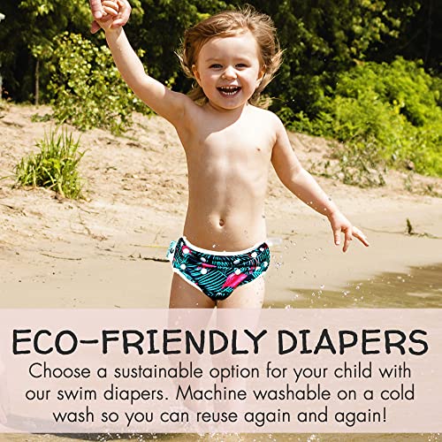 Reusable Swim Diapers for Babies, Infants & Toddlers - Adjustable Girls Swimming Diaper 0-2 Years, Eco-Friendly Washable with Snaps β Flamingo β 1 Pack by Will & Fox