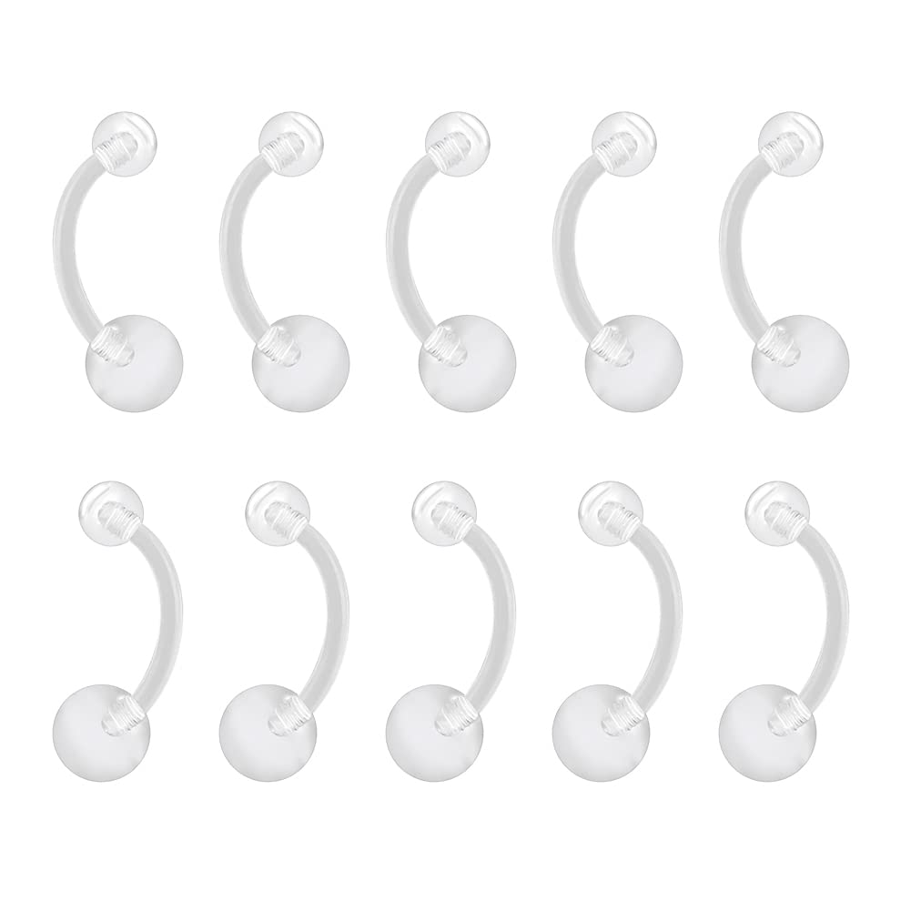 6ixGosh 14g 16g Pregnancy Belly Button Rings Pack, Maternity Belly Button Piercing Clear Piercing Retainer Jewelry, Short Long Bar Plastic Belly Button Rings for Surgery Healing, Plastic, plastic