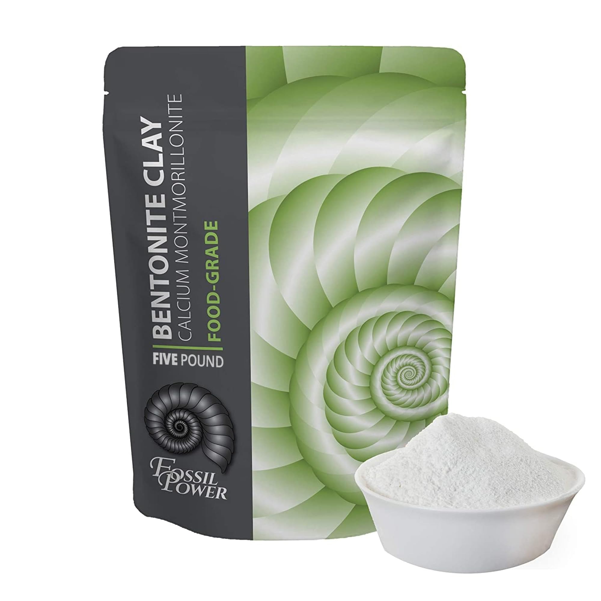FOSSIL POWER Calcium Bentonite Clay Powder 5 Lb ā Natural Heavy Metal Detox & Deep Pore Cleansing | Indian Healing | DIY Hair & Facial Mask Treatment for Sensitive Skin | Deo, Bath & Foot Soak