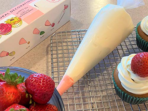 Keenpioneer Floral Decorating Kit, 26 Pastry Bags - 12 inch Disposable Piping Bags, plus 4 Tips