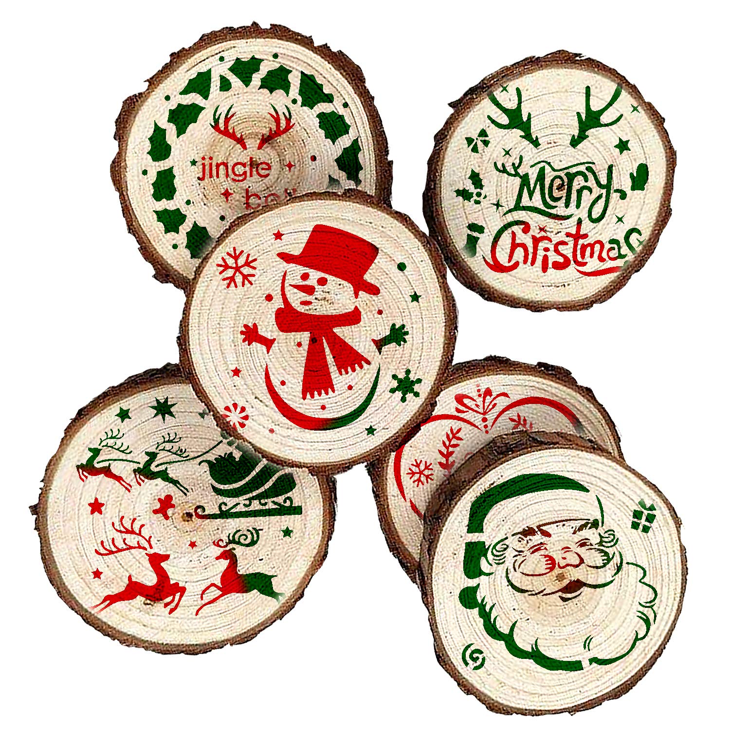 30-Pack (6x6 Inch) Christmas Decoration Stencils Painting and Drawing Stencil Template for Wood Slice Gift Card Floor Wall Tile Fabric Wood Burning Art DIY -reuseable