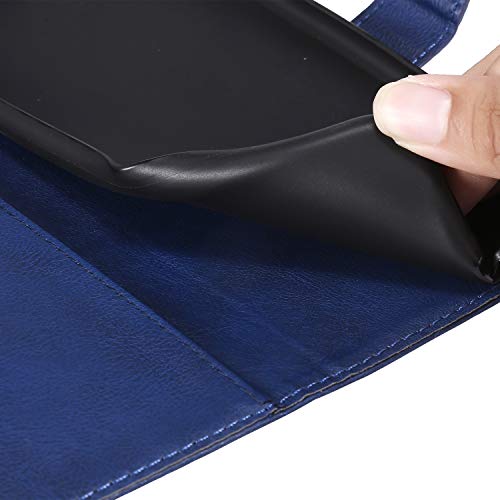 ZYZXCS Xiaomi Redmi Note 8 Wallet Phone Case, [Stand Feature] Kickstand PU Leather Flip Phone Shell, ID&Credit Cards Pocket Feature Shockproof Anti-Fall + Lanyard Cover for Redmi Note8 Blue