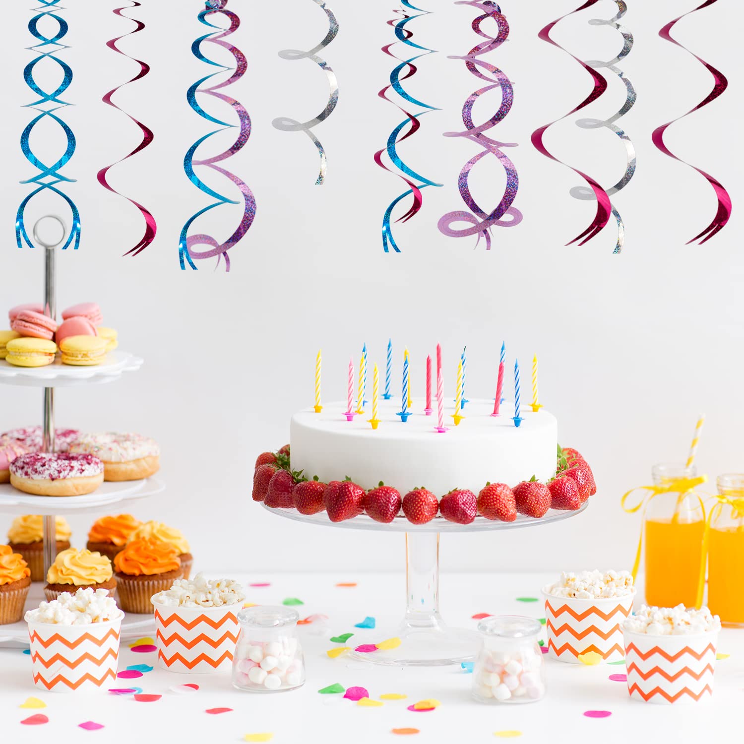 Party Decorations,18 Pcs Ceiling Streamers Decorations Party Swirl Decorations Hanging Swirl Decorations for Birthday Party,Wedding, Baby Shower,Bridal Shower