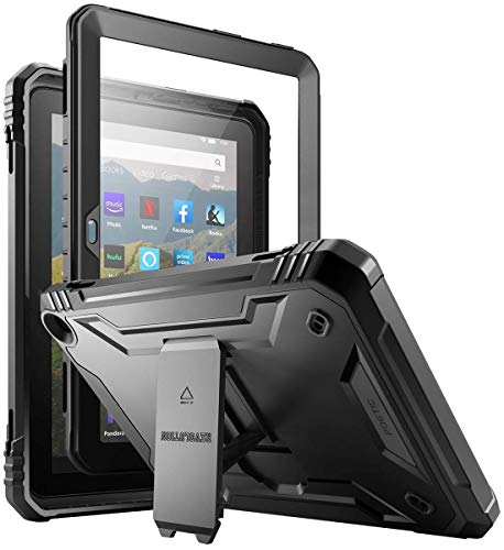 Poetic Revolution Case Designed for All-New Kindle Fire HD 8 Tablet and Fire HD 8 Plus Tablet (10th Gen, 2020), Full Body Shockproof Protective Case with Kickstand and Built-in-Screen Protector, Black
