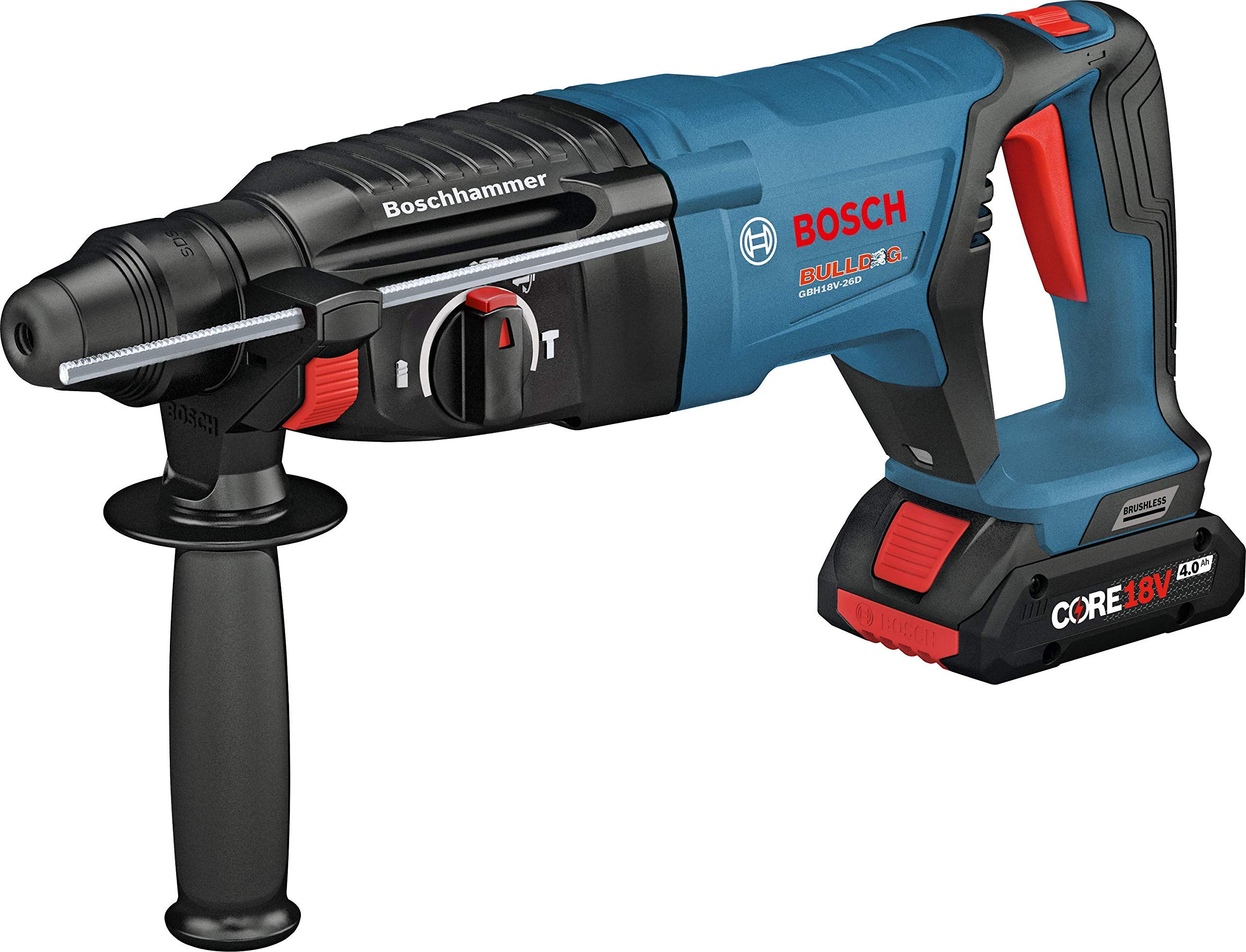 Bosch GBH18V-26DK15-RT 18V EC Brushless Lithium-Ion SDS-Plus Bulldog 1 in. Cordless Rotary Hammer Kit (4 Ah) (Renewed)