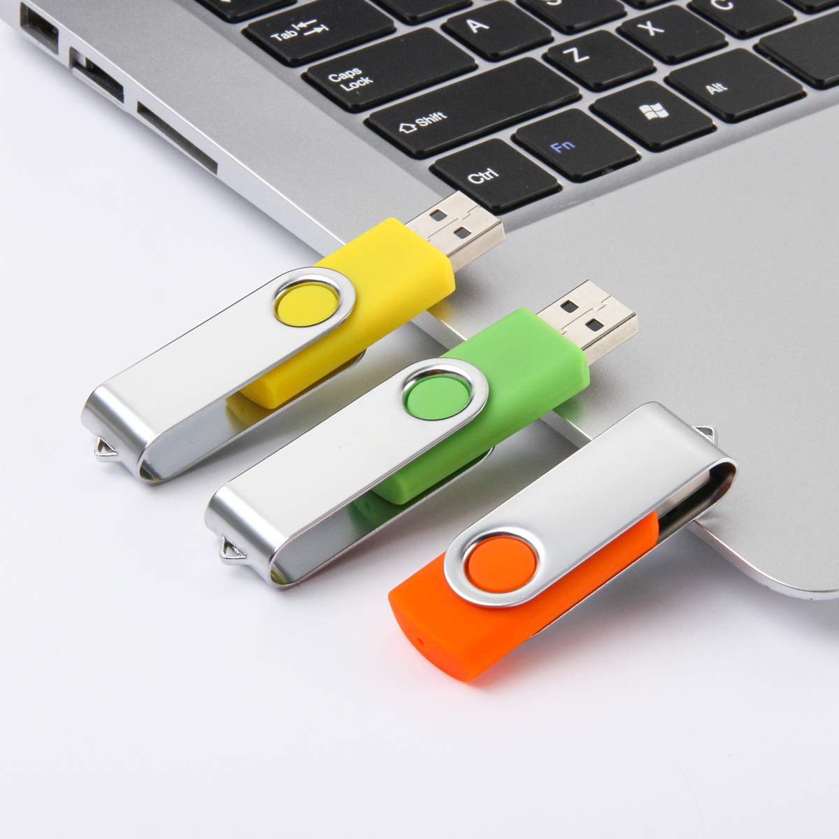 32GB USB Flash Drive 3 Pack, Cardfuss USB 2.0 Swivel Thumb Drives Bulk Memory Stick Jump Drive High Speed Zip Drives with Lanyards for Data Storage (Multi-Color)