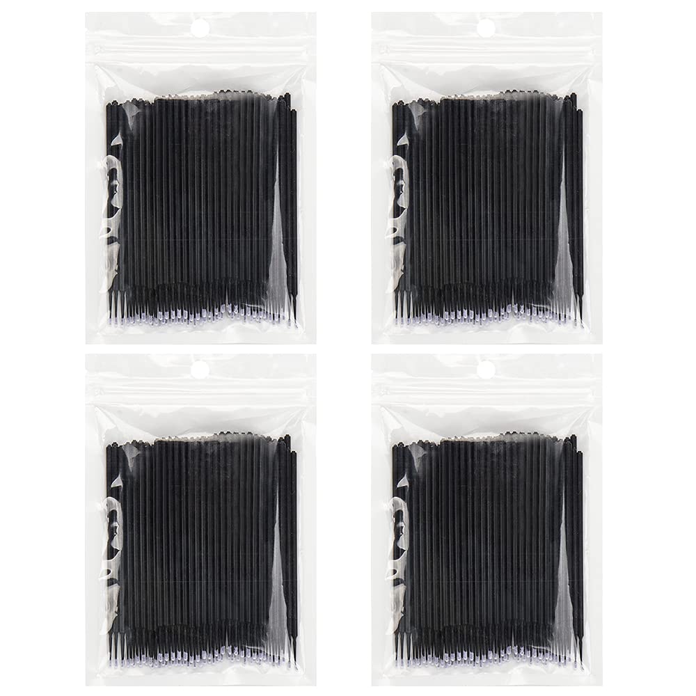 400 PCS Micro Applicator Brushes Disposable Eyelash Extension Microswab Mascara Wands Brush For Lash Remover Brush Tools Black(head diameter 1.5mm)