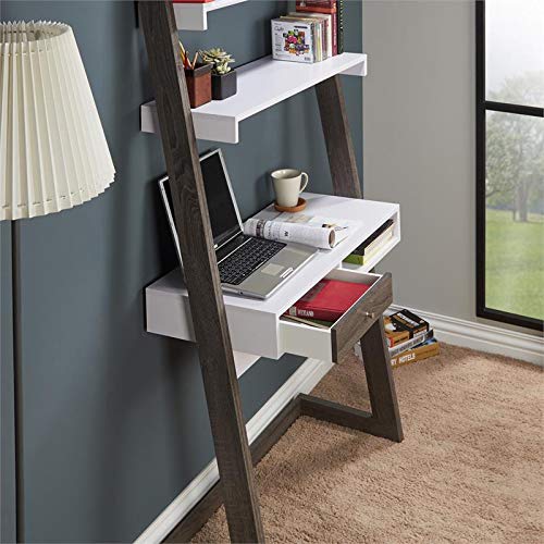 Furniture of America Lazlo Wood Writing Desk with Shelves in Distressed Gray