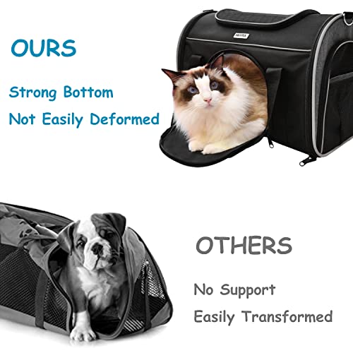 Cat Carrier Airline Approved, NAVREX Pet Travel Carrier with Fleece Pad and ID Tag, Pet Carrier for Medium Cats Under 25, Cat Soft Sided Dog Carrier Top Loading with Breathable Mesh, Gift for Pets
