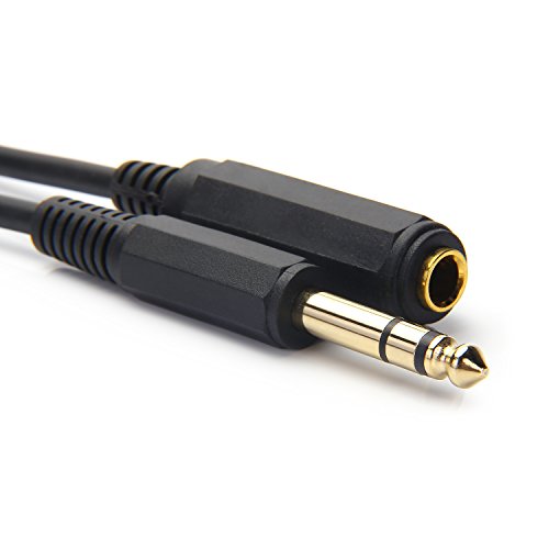 Disino 1/4 Inch Male to Female Stereo Extension Cable Gold Plated Quarter inch Headphone Extension Cable Cord- 10FT/3 Meters