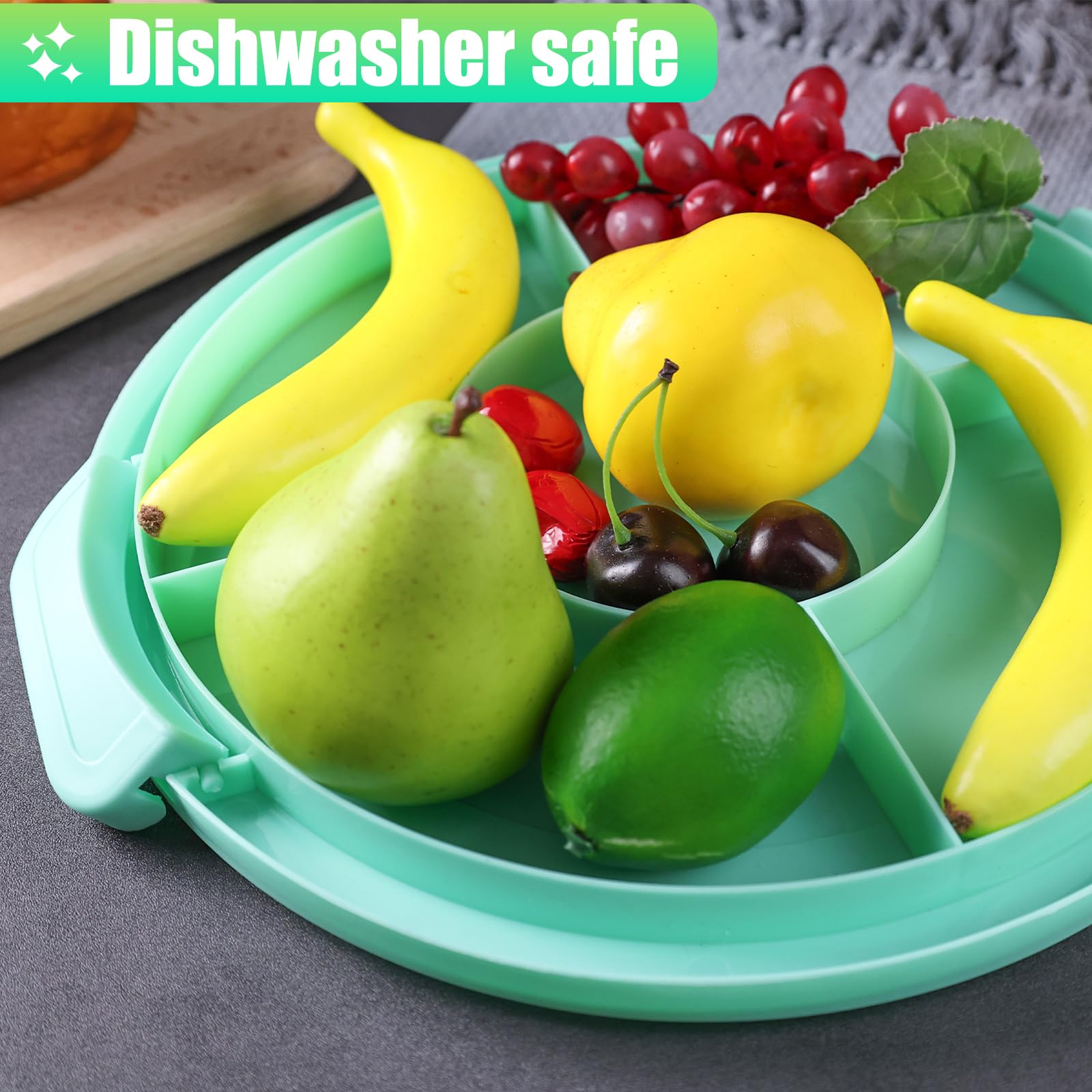 HANSGO Cake Carrier with Lid and Handle, 12x6inch Green Cake Container, Portable Fits 10 inch Cake, 3-in-1 Multipurpose Cake Keeper Holder Platter for Cupcake Devil Eggs Cake Dishwasher Safe