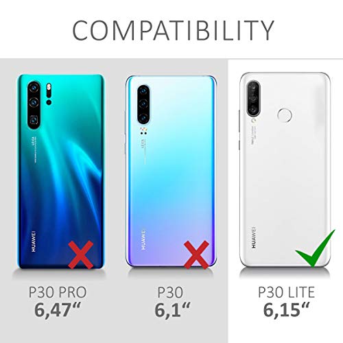 kwmobile Crossbody Case Compatible with Huawei P30 Lite - TPU with Silicone Coating Cover with Neck Cord Lanyard Strap - Dark Red/Black