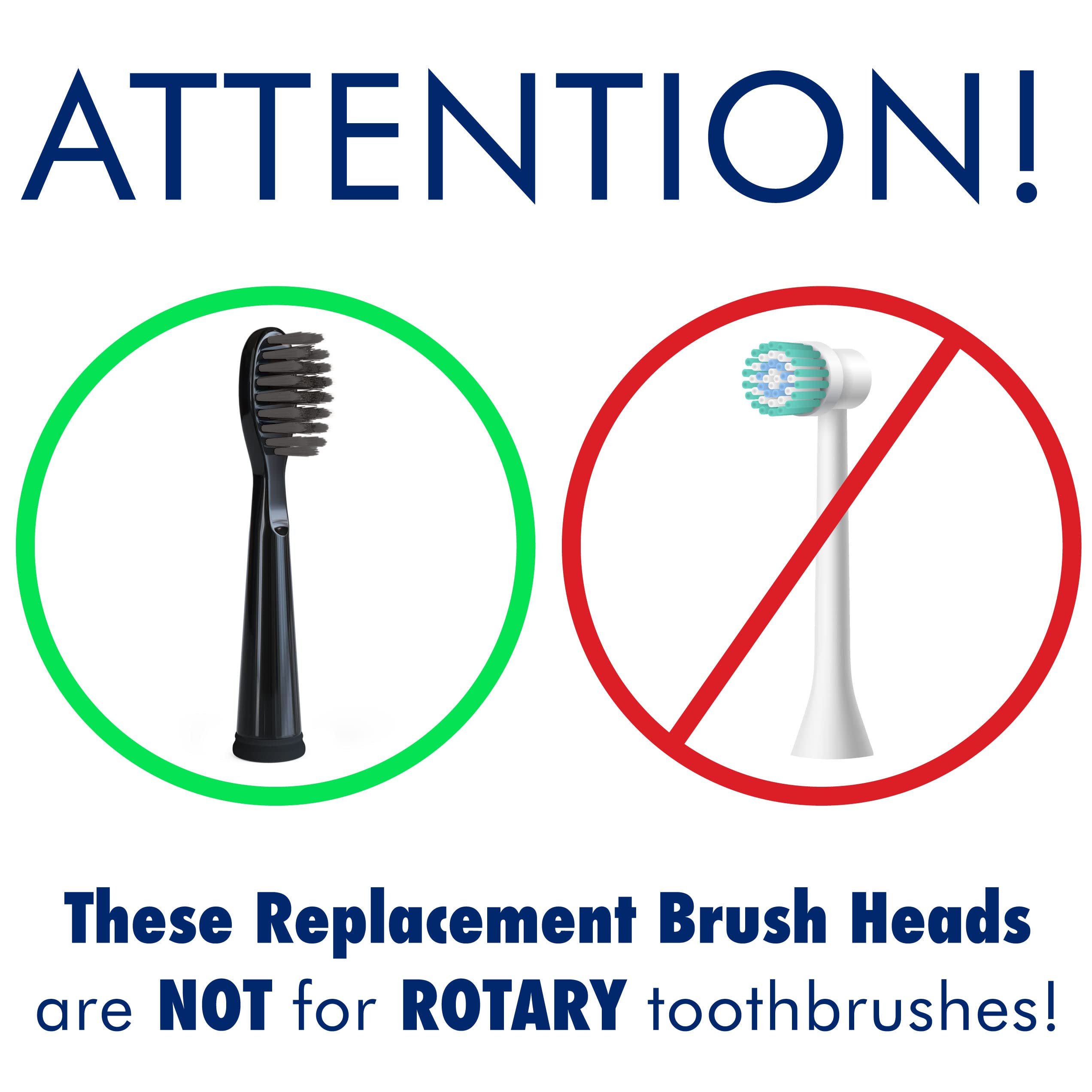 Replacement Electric Toothbrush Heads for Fairywill, Sonic-FX, SnapWhite โ Soft Nylon Charcoal Bristle Twist Lock Replacement Tooth Brush Head, Compatible with Electric Toothbrushes (Black,Pack of 8)