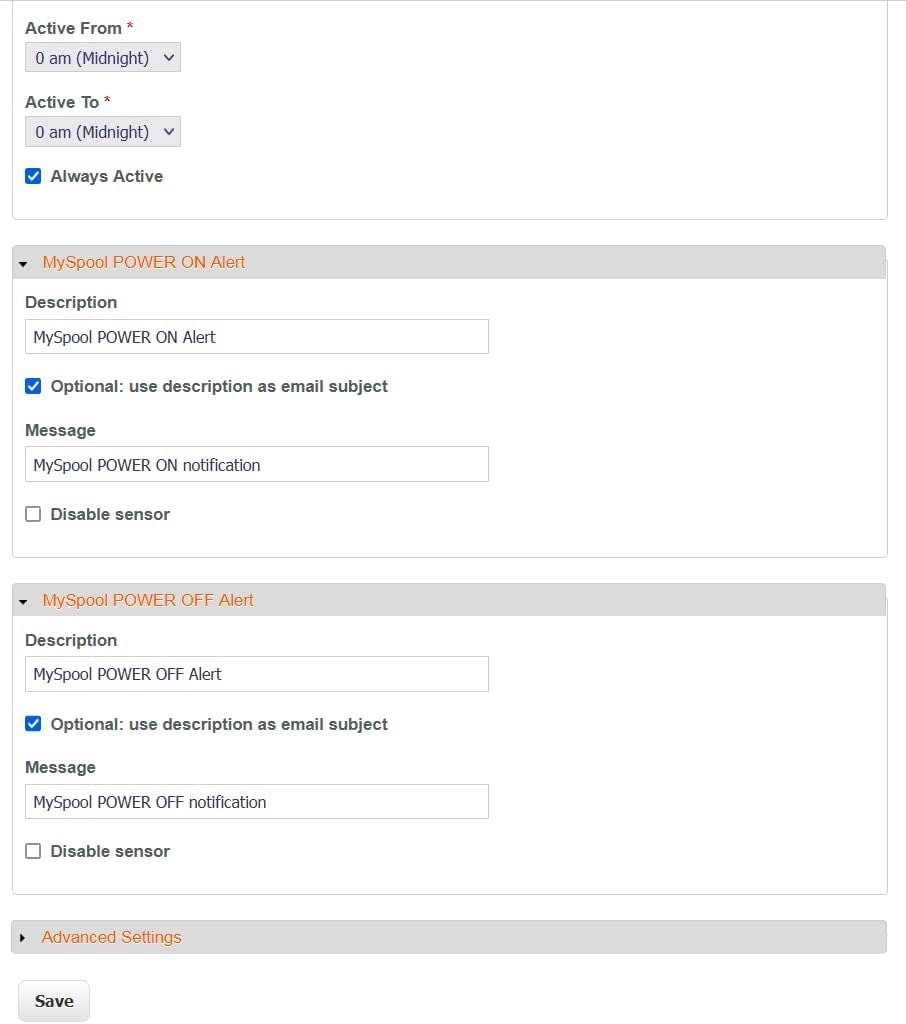 Power Failure Detector with Text Message and Email Alerts. Sends SMS Power Outage Alarms and Restoration Alerts to Two Phones.