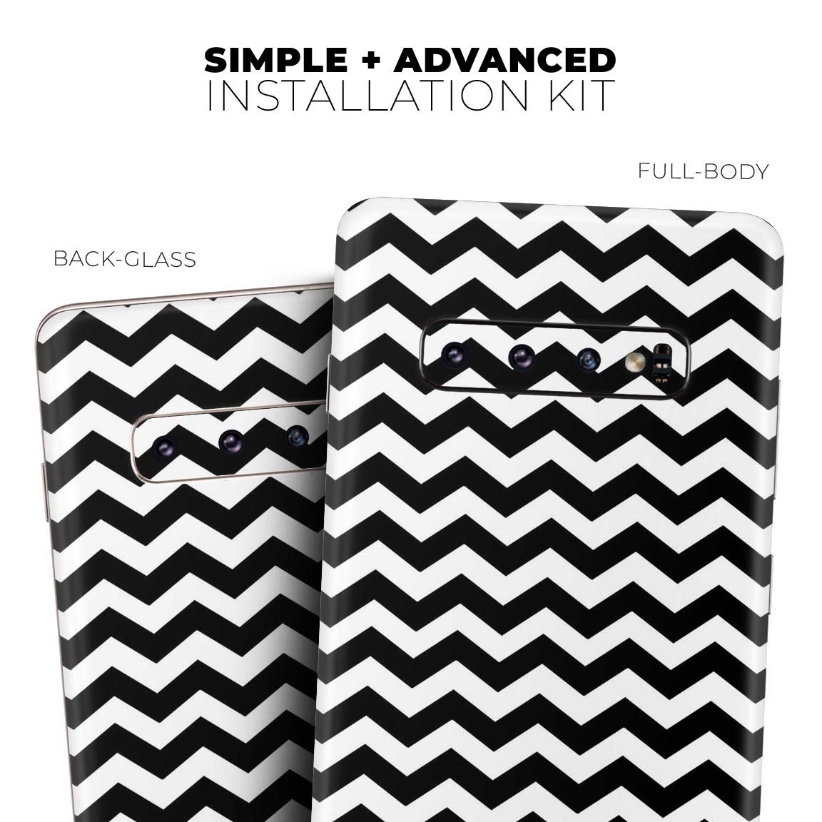 DesignSkinz Black & White Chevron Pattern V2 Protective Vinyl Decal Wrap Skin Cover Compatible with The Samsung Galaxy S20 (Screen Trim & Back Glass Skin)
