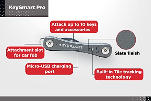 KeySmart Pro- Compact Smart Trackable Key Holder w LED Flashlight & Tile Bluetooth Key Finder Technology, EDC Key Organizer, Other Mini Tools & Accessories for Men, Husband & Dad