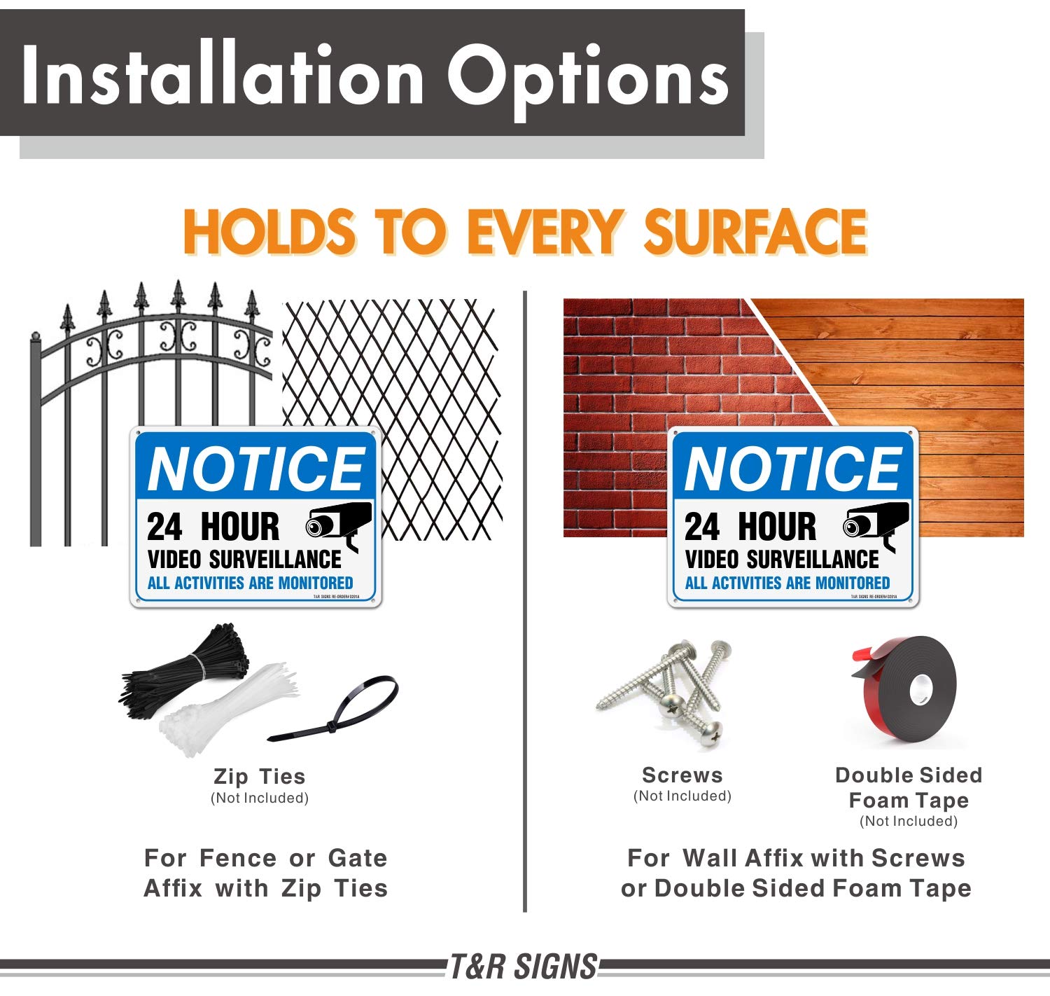 Video Surveillance Sign, All Activities Are Monitored - 2 Pack - 7 x 10 Inches Rust Free .040 Aluminum Reflective - UV Protected, Waterproof, Weatherproof and Fade Resistant - 4 Pre-drilled Holes