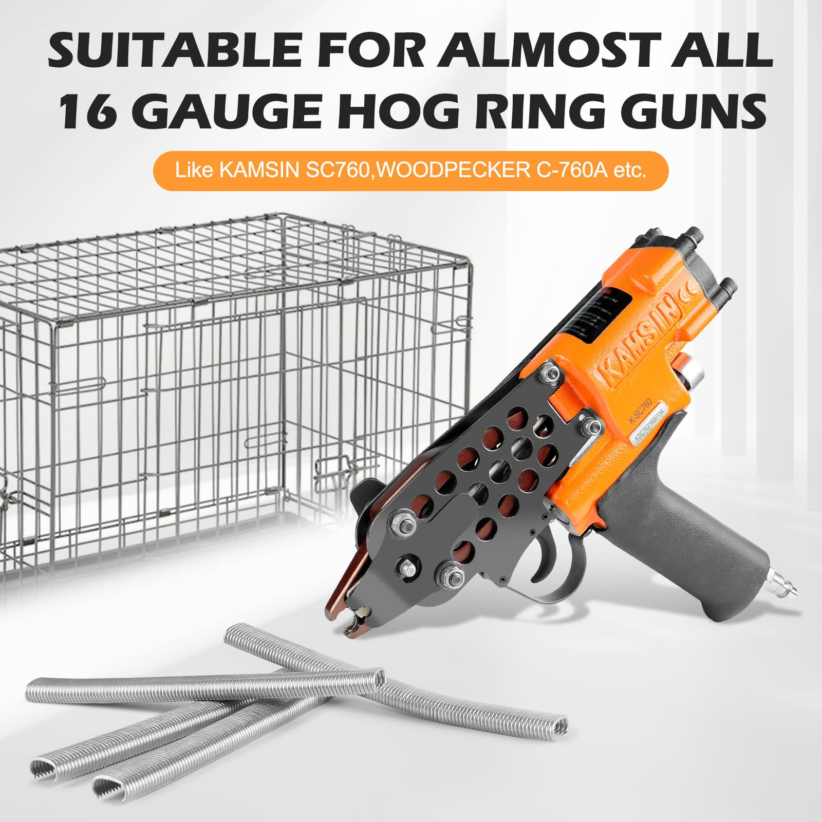 KIMSING SC760 16 Gauge 5/8'' Crown Galvanized C Ring Staples C-Rings Hog Rings, Wire Fencing Staples, Fasteners for C Ring Stapler, Hog Ring Tool, C Ring Plier, 1000 PCS/Pack