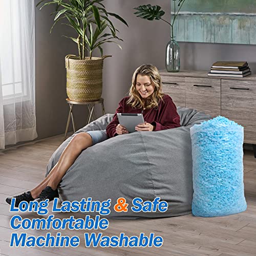 Amorstra Bean Bag Filler Shredded Memory Foam Filling 10 Pounds, Pillow Stuffing Bean Bag Refill Material for Pouf Ottoman Couch Cushion Dog Bed Stuffed Animals and Art Crafts - Blue