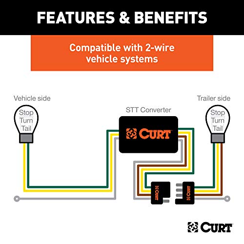 CURT 56236 Multi-Function Splice-in Tail Light Converter, 4-Pin Wiring Harness , black