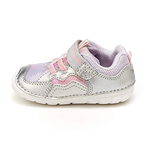 Stride Rite baby girls Soft Motion Kylo Sneaker, Silver/Multi, 4.5 Wide Toddler US