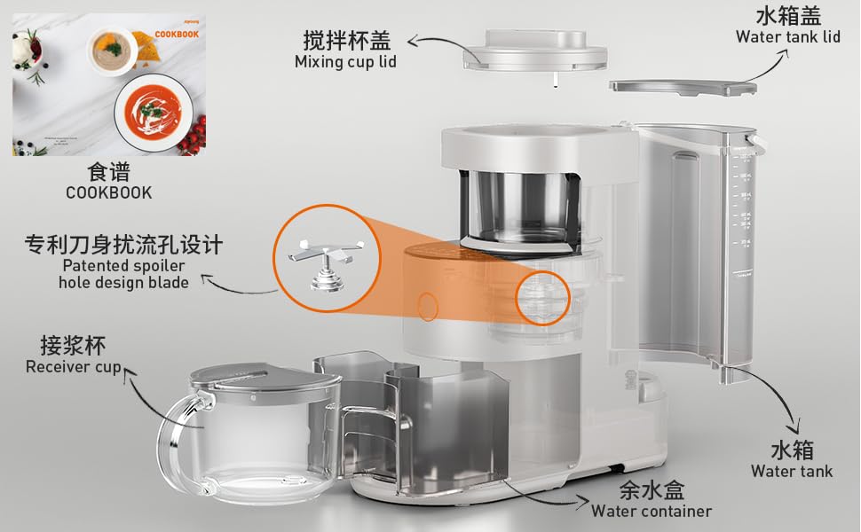 Joyoung Y1 Intelligent Soymilk Machine Fully Automatic Food Blender Multifunction Self-Cleaning Soybean Milk Maker Y1-US03 (Brown)