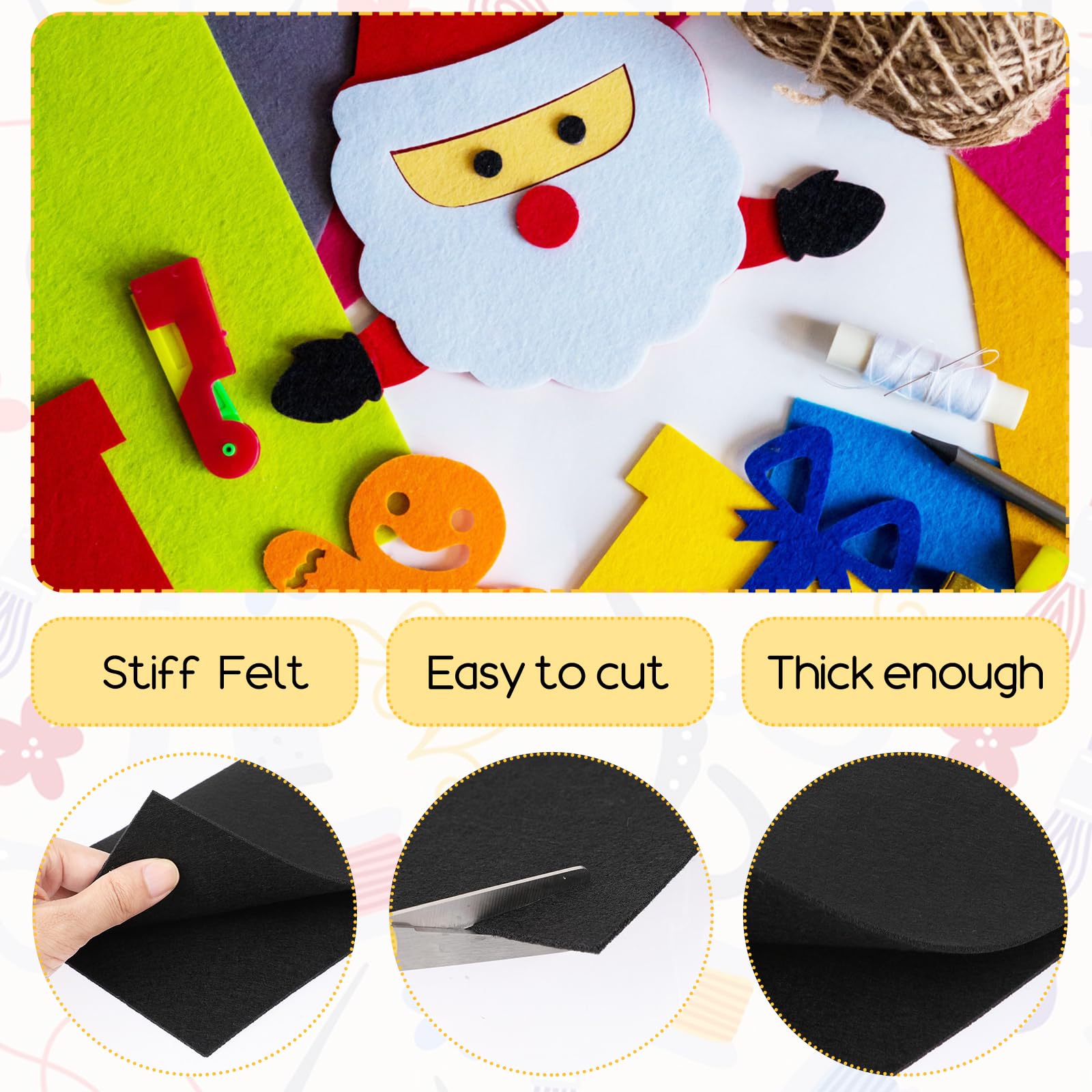 DIVINA VITAE Felt Sheets Fabric, 8.9"" x 12.2"", 2mm Stiff Felt Fabric for Crafts 10Pcs Halloween Fabric Fall Felt for DIY and Sewing Projects(Black)