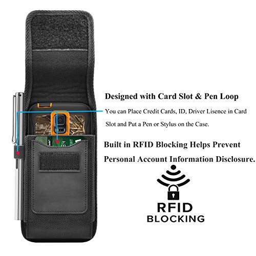Njjex Cell Phone Holster for Samsung Galaxy S23 Ultra S22 S21 S20+ S10 S9 Note 20 A14 A21 A51 A71 A02S A12 A32 A42 A52 A13 iPhone 13 14 Pro Max 12 11 XR 7 8+ Nylon Belt Clip Holster Phone Holder Pouch