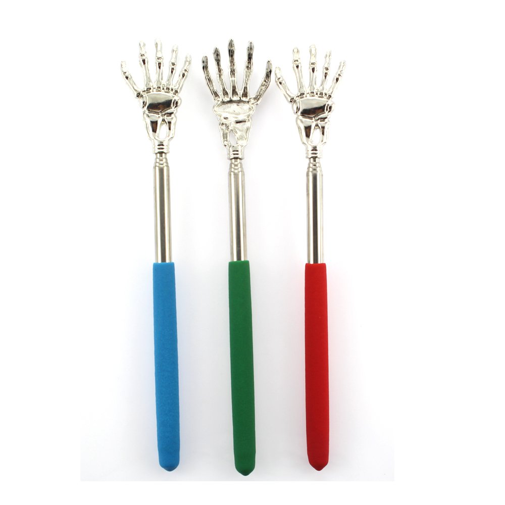 4 Pieces Skull Palm Telescopic Back Scratcher Hand Massager backslap with Rubber Handles(Random Color) (4 Pcs)