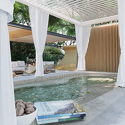 Joyside 12β x 20β Outdoor Louvered Pergola - Patio Aluminum Pergola with Adjustable Louvered Roof, Water-Proof Gazebo Sunshade Shelter with Netting Included, White Frame