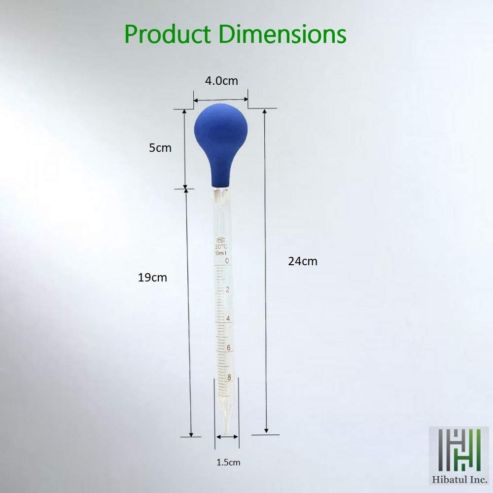 HIBATUL INC 4 Pack 5ml 10ml Glass Graduated Dropper Pipettes Lab Dropper Liquid Essential Oil Transfer with Blue Rubber Cap and Scale