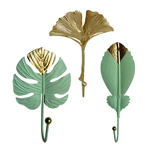 Amosfun 6pcs Plant Tropical Leaf Coat Mask Storage Decorative Reusable Stylish Corridor Leaf- Shaped Modern of Metal Window Things for Bathroom Shaped Utility Decor Iron Clothes
