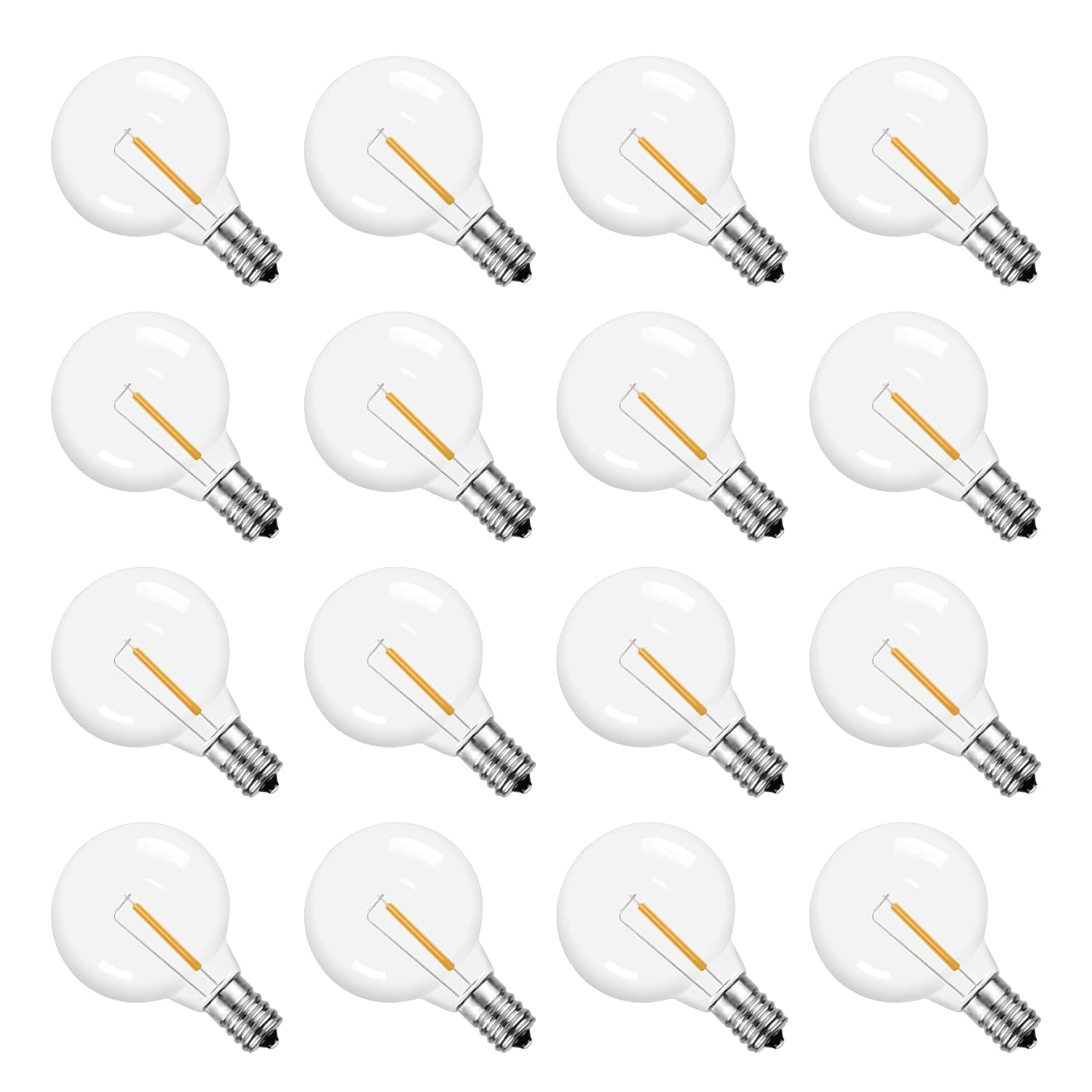 G40 Replacement Bulbs for Outdoor String Lights, 16 Pack Clear Globe Light Bulbs, Waterproof String Light Bulbs Replacement for Indoor Outdoor Garden Patio Party Decorations, Lighting Facts