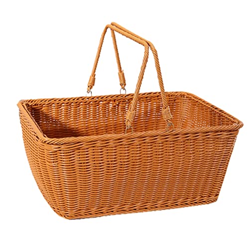 Alipis Sundries Flower S Shape Store Shopping Bincookie Lid with Party Wicker Wine Light Practical Woven Vase Organizer Bags Household and Willow Bamboo Candy Vegetable Bin Easter Bread