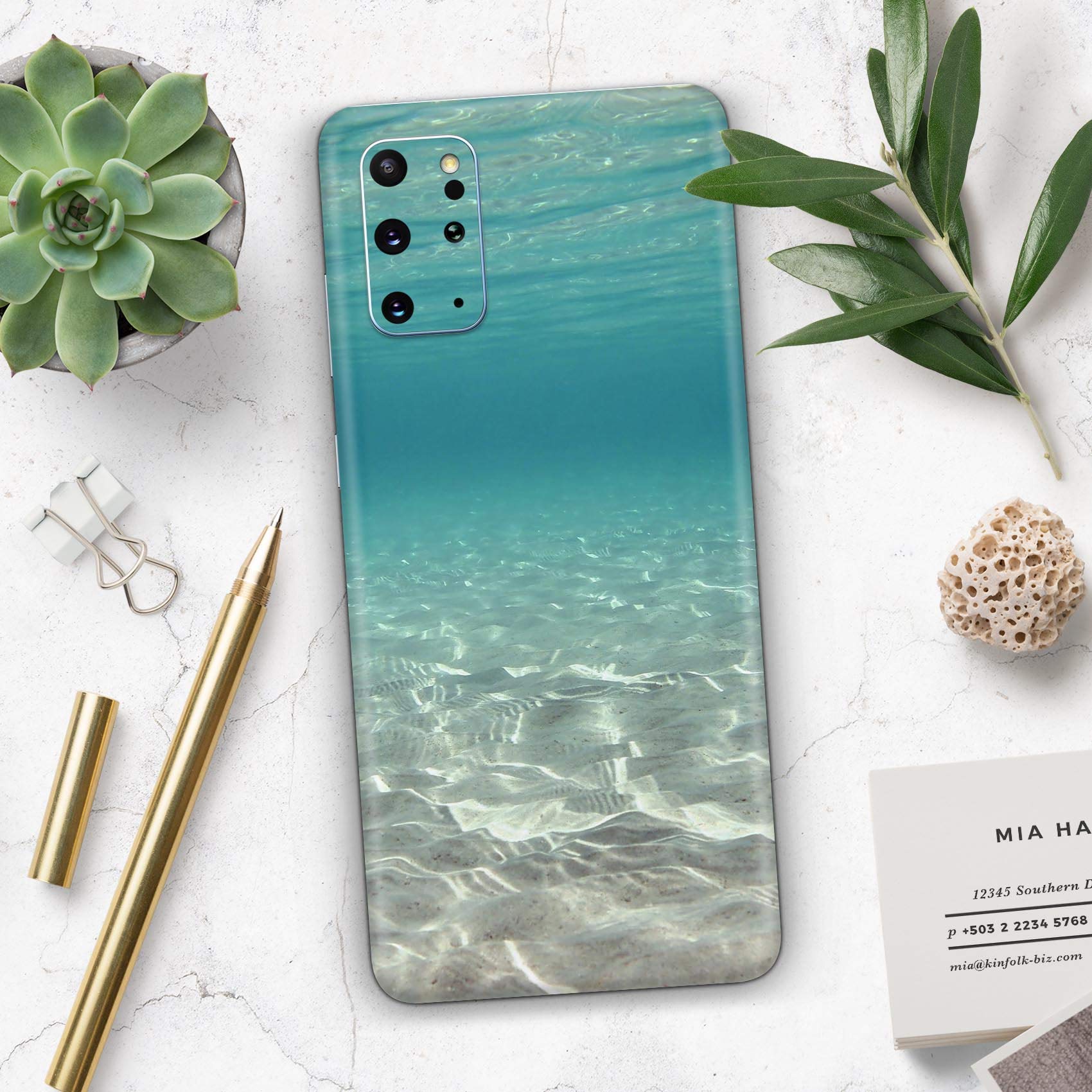 DesignSkinz Under The Sea Scenery Protective Vinyl Decal Wrap Skin Cover Compatible with The Samsung Galaxy S20 (Screen Trim & Back Glass Skin)