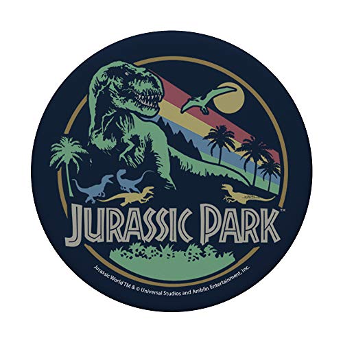 Jurassic Park Retro Circle Color Stripes PopSockets PopGrip: Swappable Grip for Phones & Tablets