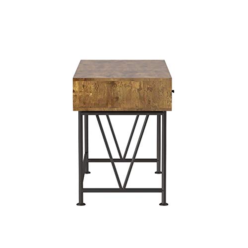 Coaster Furniture Analiese Farmhouse 3 Drawer Home Office Writing Desk Black Metal Base Antique Nutmeg Brown 801541