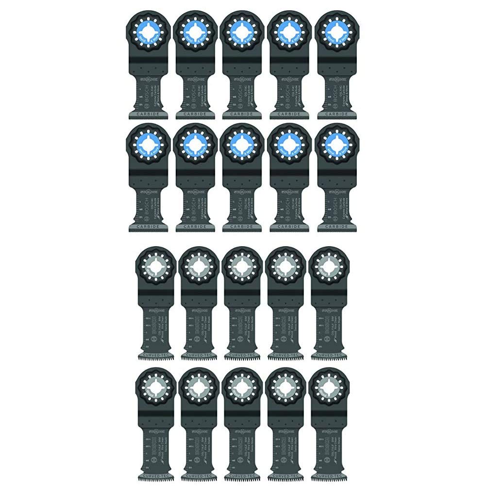 Bosch Starlock Carbide Oscillating Tool Blades for Cutting Metal, 10-Pack and Multitool Blades for Hard Wood, Laminate, 10-Pack, Bundle (20 Pieces)