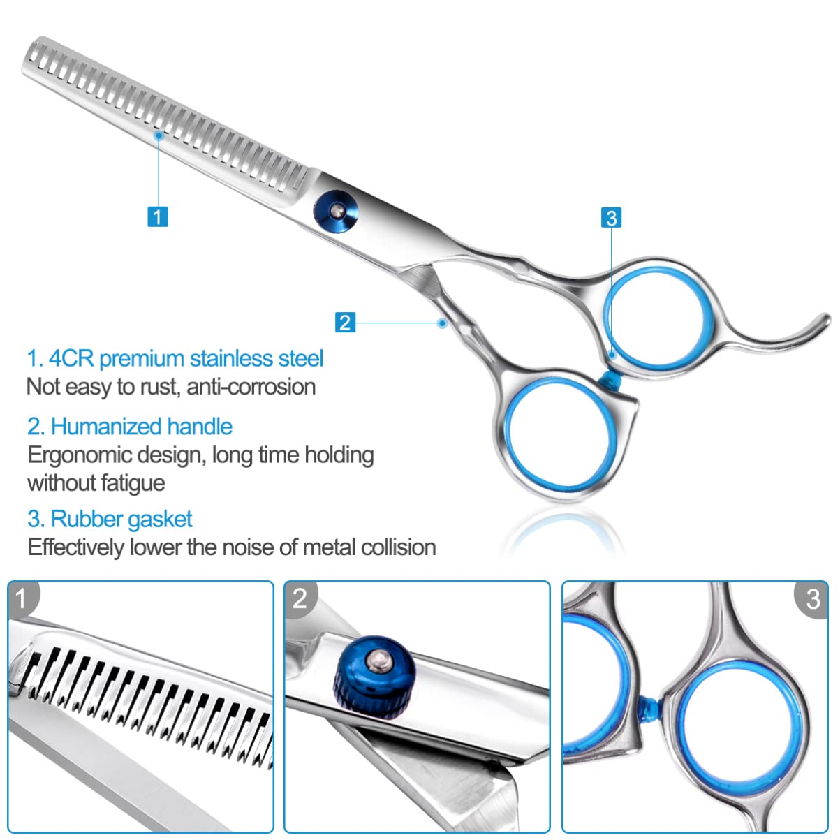 Hair Cutting Set, Professional Haircutting Barber Thinning Hairdressing Shears Set with Black Leather Case and Salon Cape
