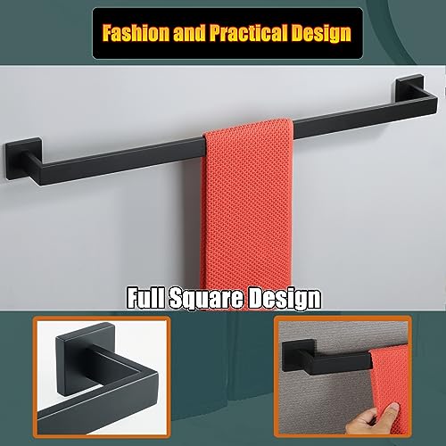 Alise Bath Towel Bars,28 Inch Towel Holder Towel Racks for Bathroom and Lavatory,SUS304 Stainless Steel Hand Towel Hanger Towel Rail Wall Mount,Matte Black