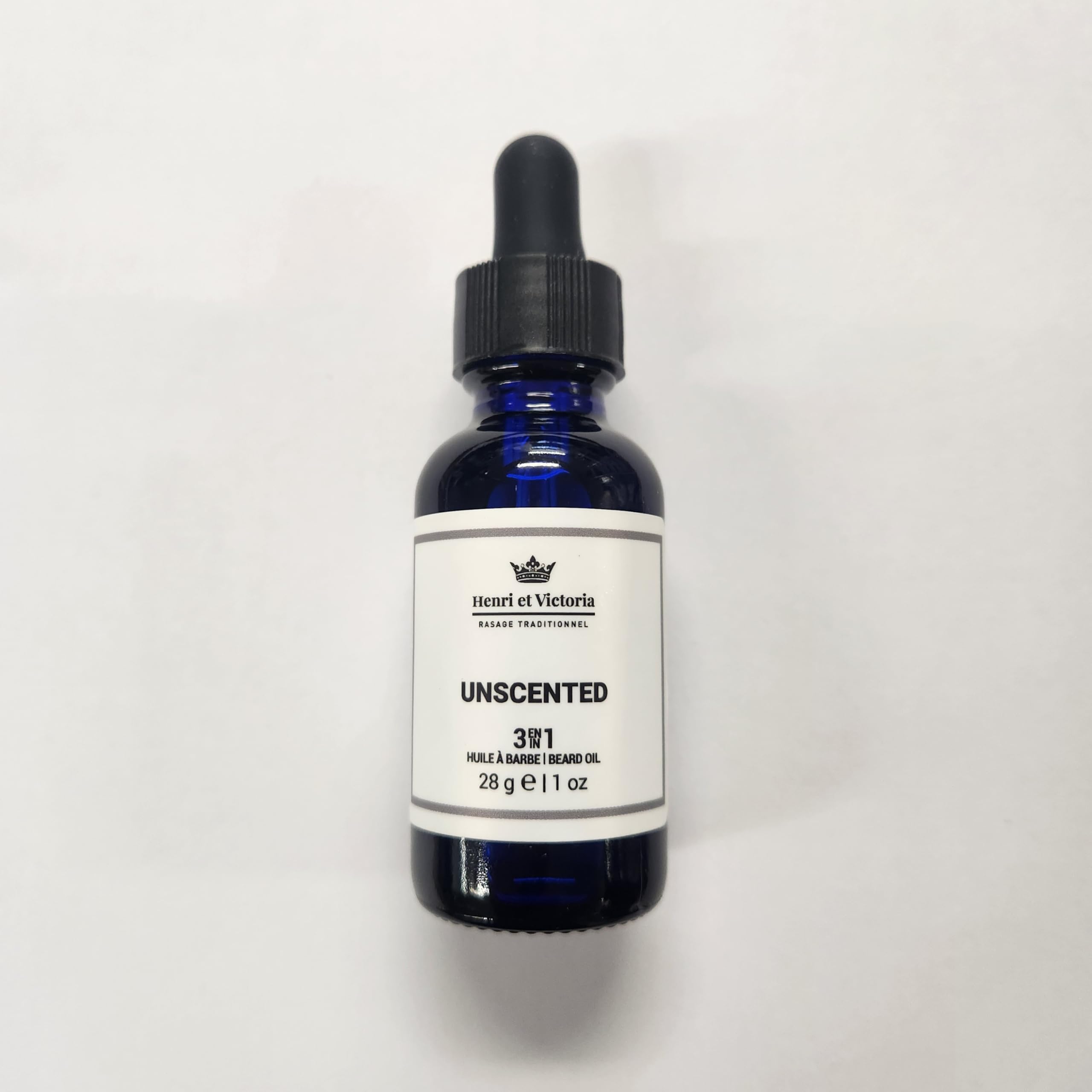 HENRI ET VICTORIA Beard Oil Fragrance-Free, Unscented | Canadian Made by Skilled Artisan | Moisturizing, Non-Greasy, Natural Ingredients | 28g (1oz)