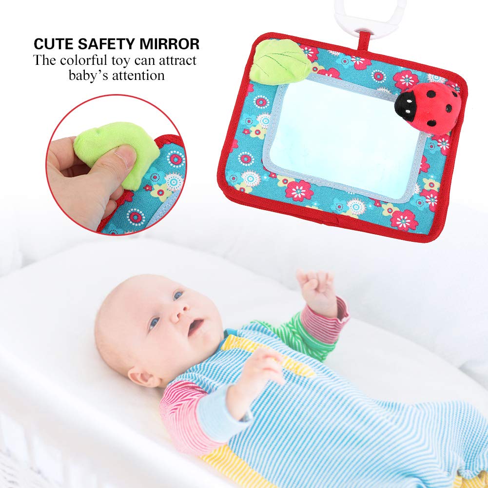 ViaGasaFamido Baby Mirror, Colorful Cute Baby Essential Developmental Safety Mirror Stroller Pedant Tool Children Early Educational Tool
