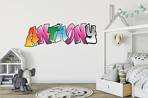 CuteDecals Graffiti Custom Name Wall Decal - Personalized Graffiti Name Art Decal - Unisex Wall Decor - Wall Decal for Nursery Bedroom Decoration (Mini Wide 15''x4'' Height)