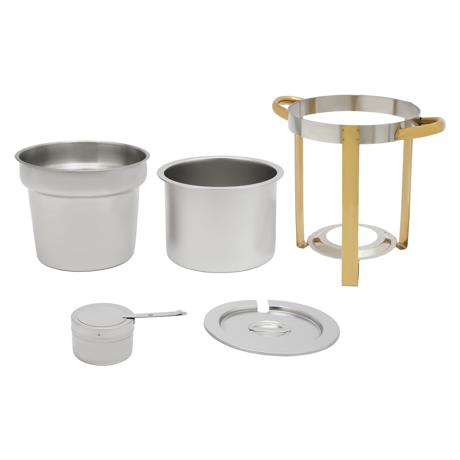 7L/7.4Qt Commercial Soup Kettle Warmer, Stainless Steel with Dish Buffet Server Food Warmer Chafing with Lid for Soup (Gold)