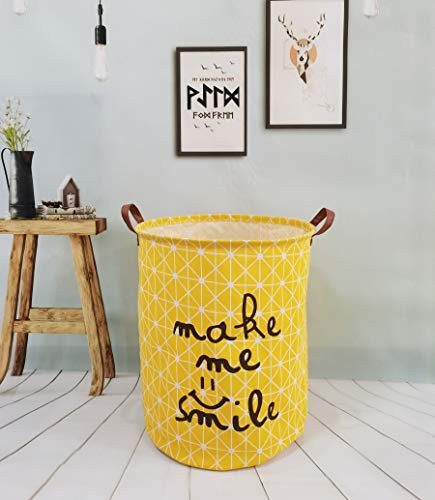 Storage Baskets Waterproof Foldable Organizer Large Storage Bins for Dirty Clothes Home and Office Toy Organizer Laundry Hamper(Yellow triangle)