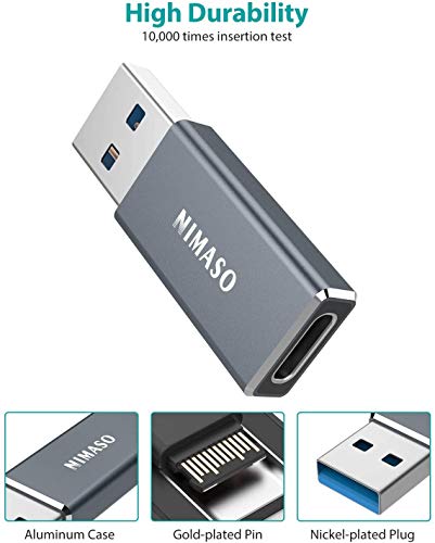 NIMASO USB C Female to USB Male Adapter 5Gbps, Type C to USB A Charger Cable Adapter,Fast Charging Converter Compatible with Power Bank,Laptops,Chargers,Samsung S20 S20+ Note 10,Google Pixel.