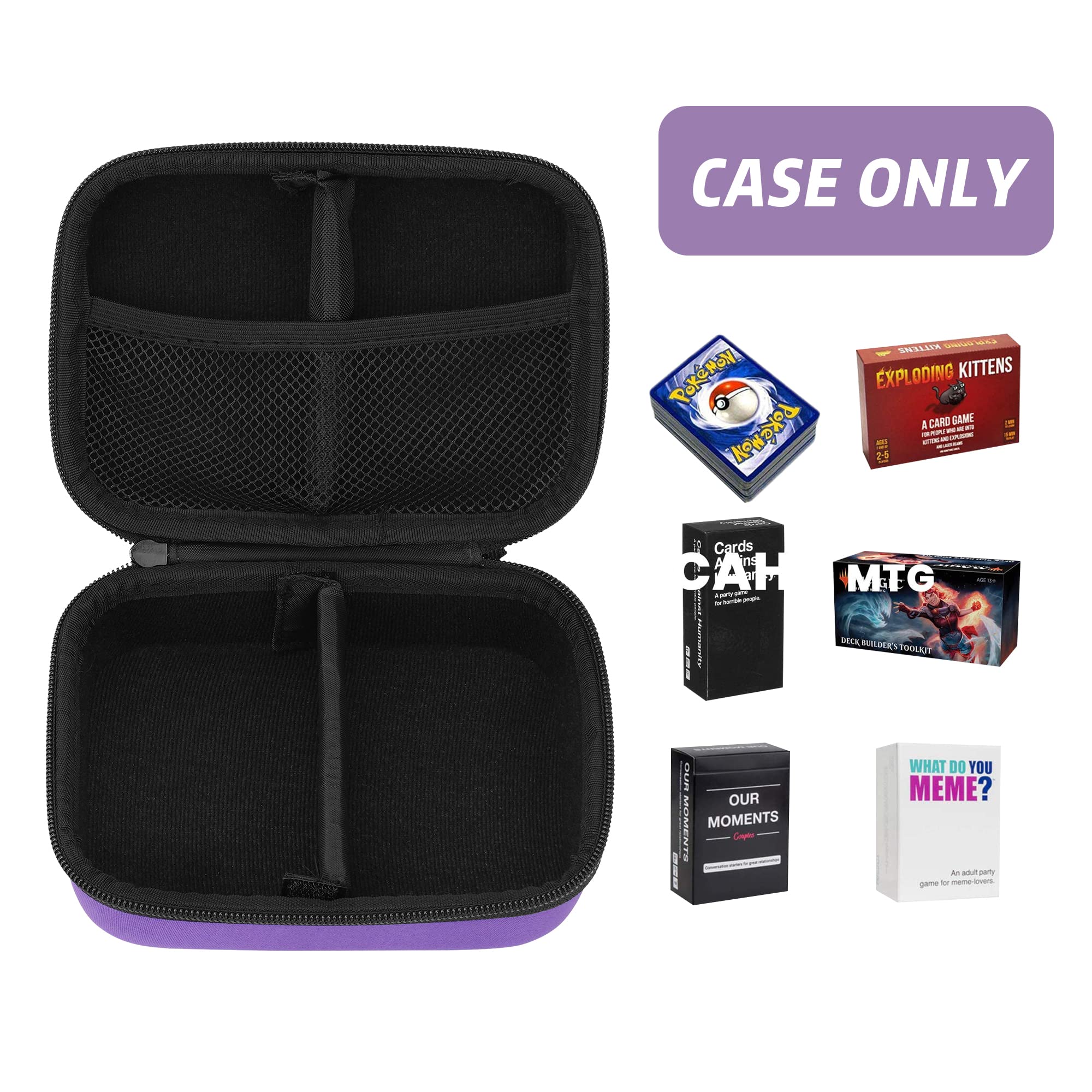 RHCOM Carrying case Compatible with PM Cards, Gifts for Boys, Cards Storage Box fits Yugioh, Magic MTG Cards and PM, Holds 500 Cards(Purple)