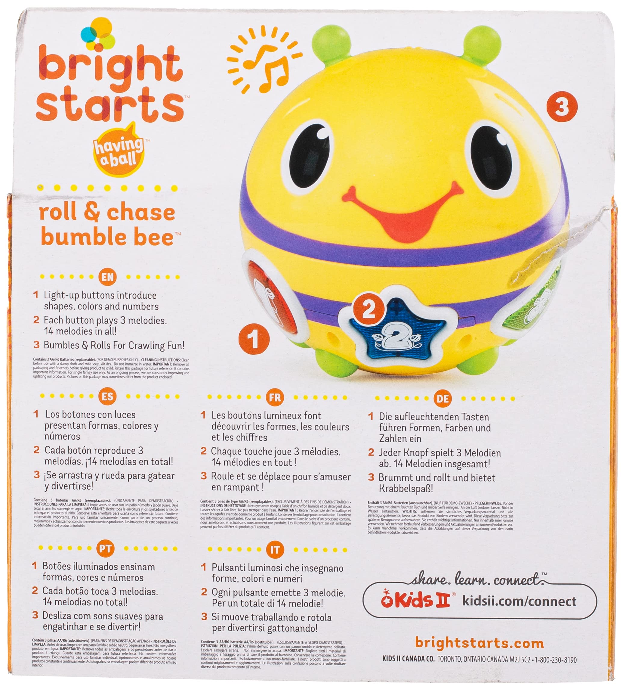 Bright Starts Having a Ball Roll and Chase Bumble Bee - Introduce Shapes, Numbers, Colors, Ages 6 Months +
