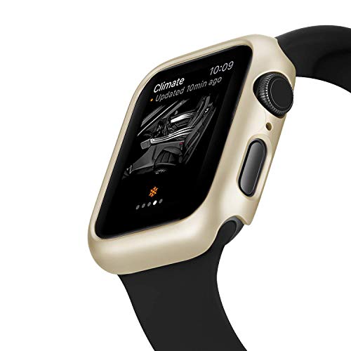 Leotop Compatible with Apple Watch Series 6 5 4 SE Case 44mm 40mm, Super Thin Bumper Protector PC Hard Cover Lightweight Slim Shockproof Accessories Matte Frame Compatible iWatch (Gold, 40mm)